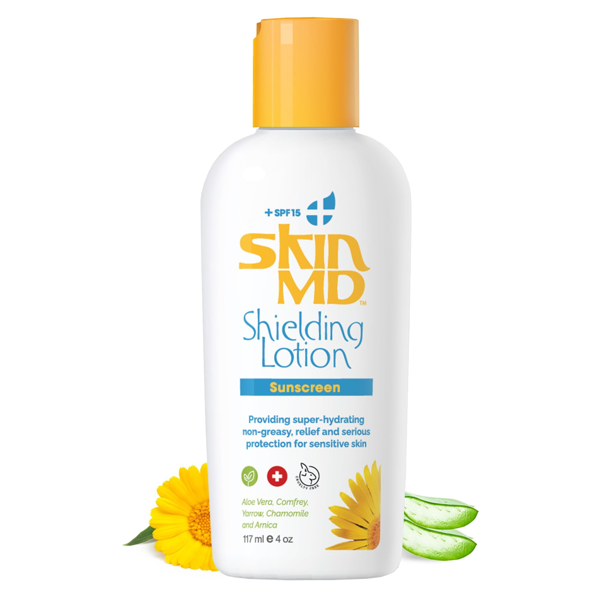 Skin MD Shielding Lotion for Face, Body & Hands 4oz + SPF 15 - Helps ...