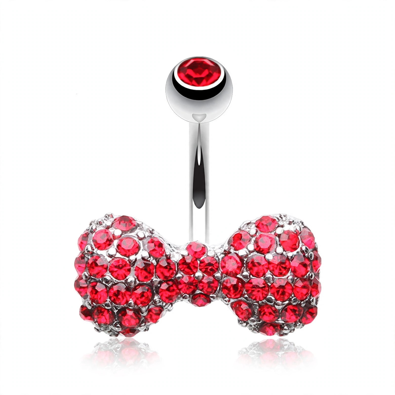 Skin Metals Multi Gem Sparkle Bow-Tie 14G Surgical Steel Belly Button ...