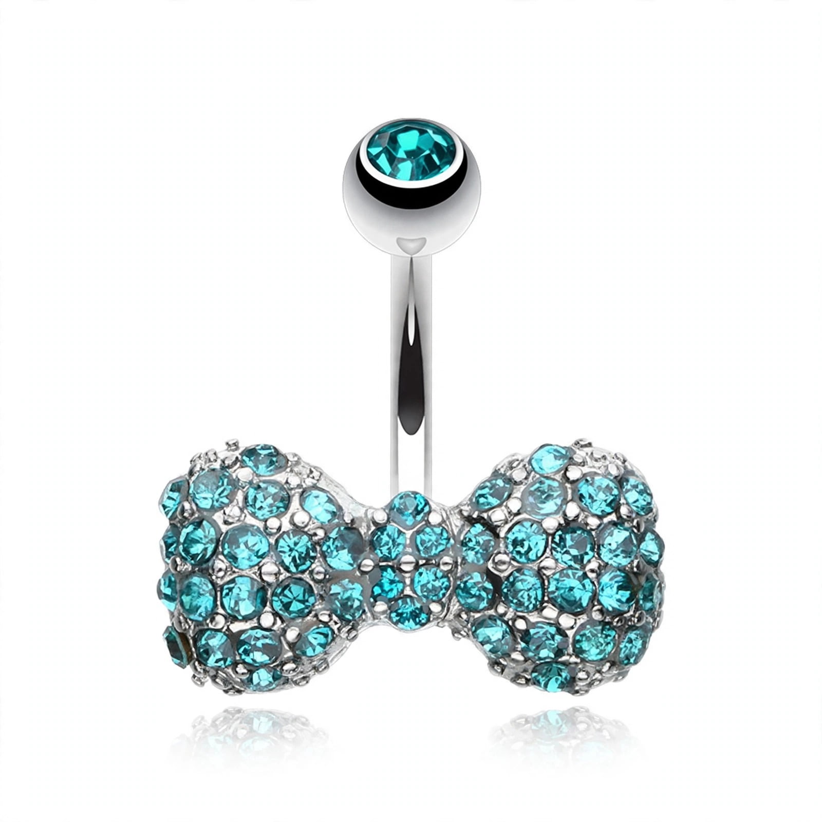 Skin Metals Multi Gem Sparkle Bow-Tie 14G Surgical Steel Belly Button ...
