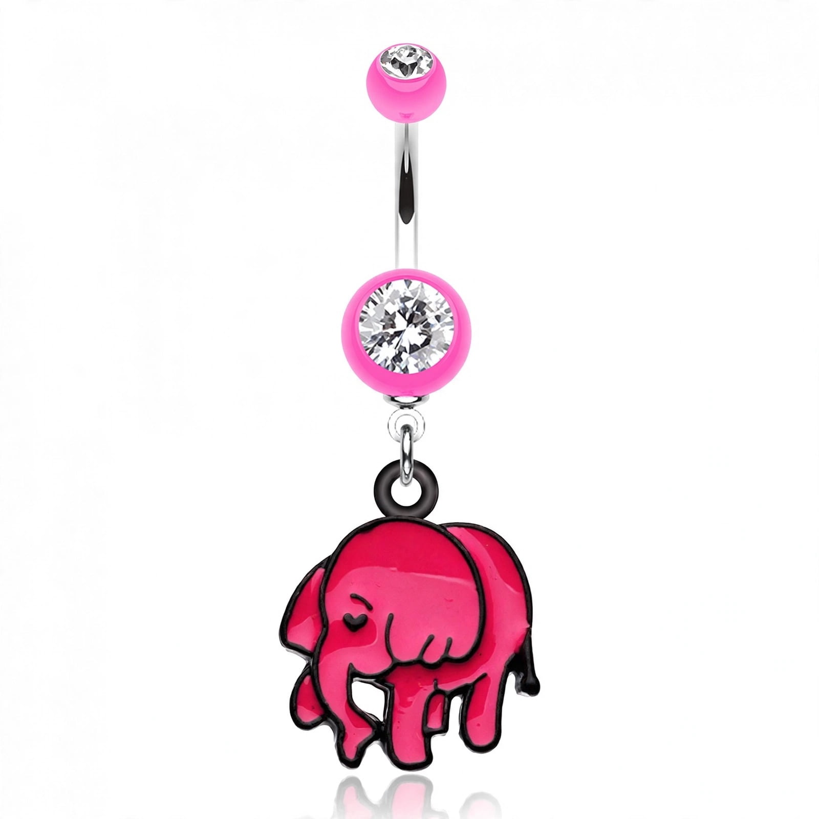 Skin Metals Super Cute Elephant 14G Surgical Steel Belly Button Ring ...