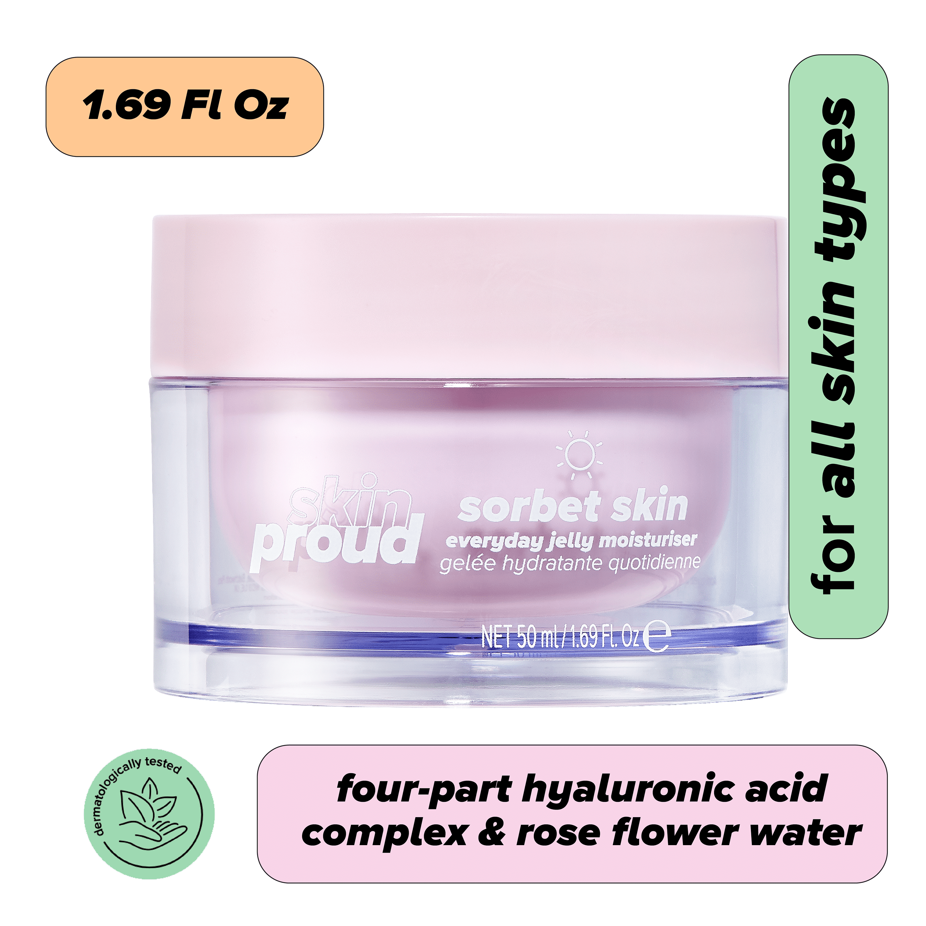 Skin Proud Sorbet Skin, Jelly Face Moisturizer with Hyaluronic Acid ...