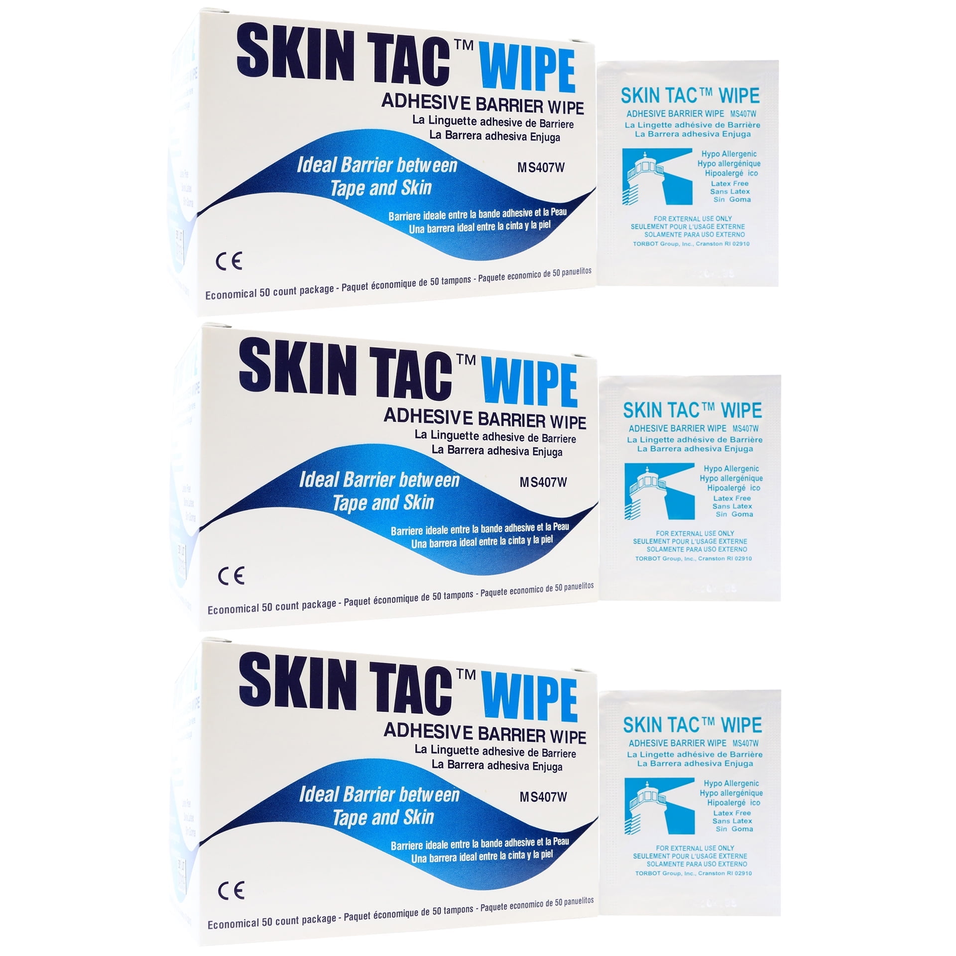 Torbot MS407W Skin Tac Hypo-Allergenic Adhesive Barrier Wipes, Non ...
