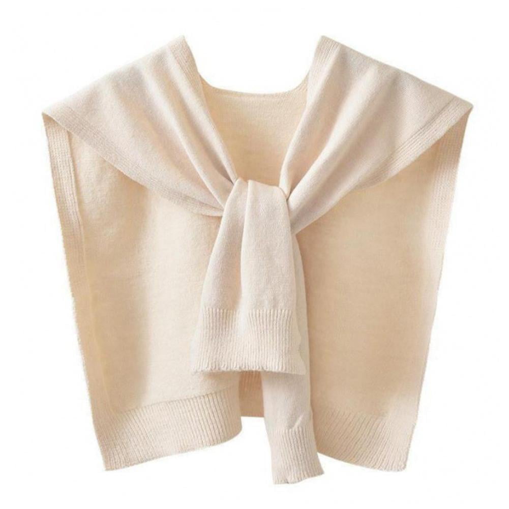 Skin-Touching Versatile Lady Knitted Thin Shoulder Shawl Fake Lapel ...