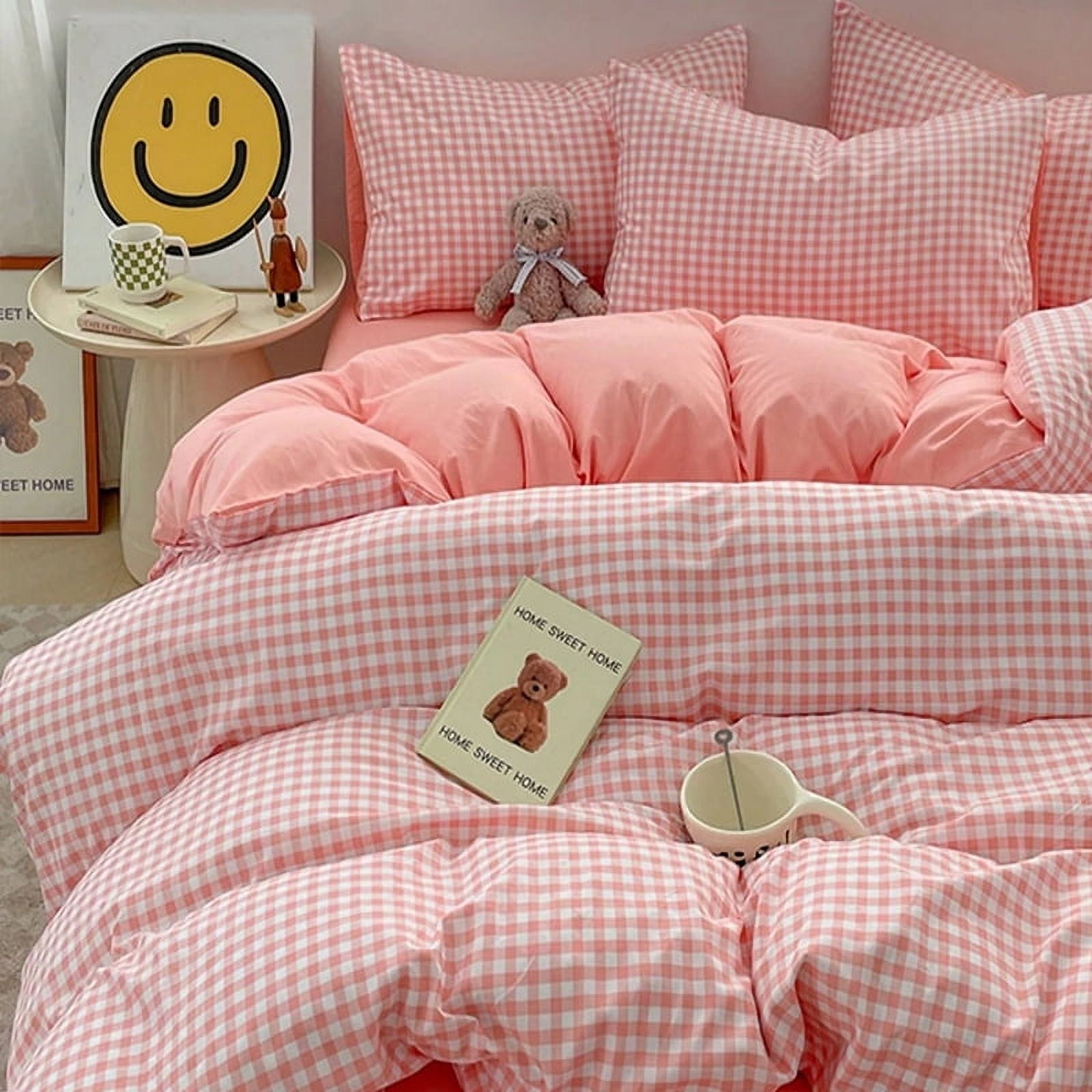 Cotton Small Plaid Duvet Cover, 70.8x86.6in, Pink Plaid - Walmart.com