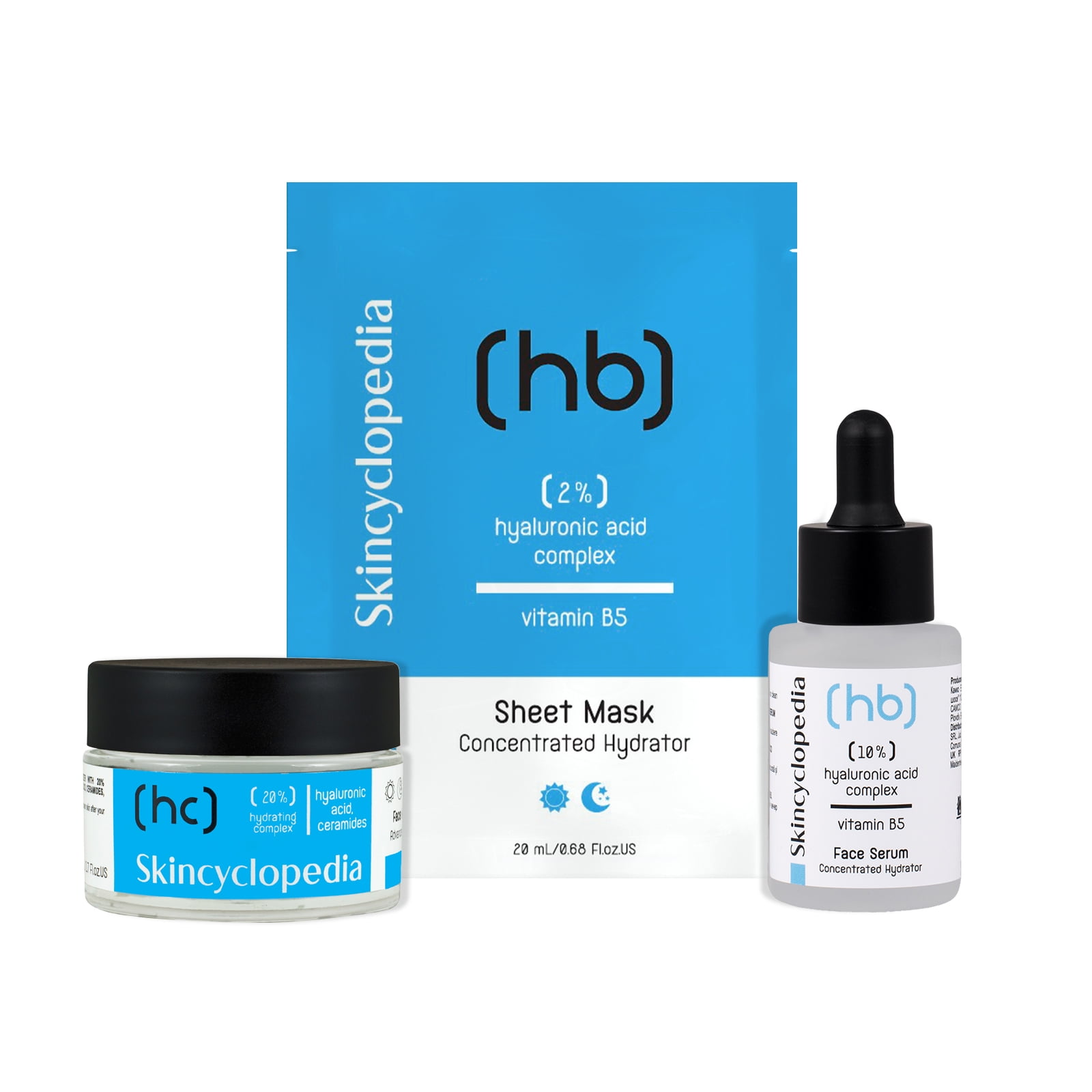 SkinCyclopedia Facial Serum Treatment Set, Hyaluronic Acid, Vitamin B5 + Hydrating Complex, Anti ...