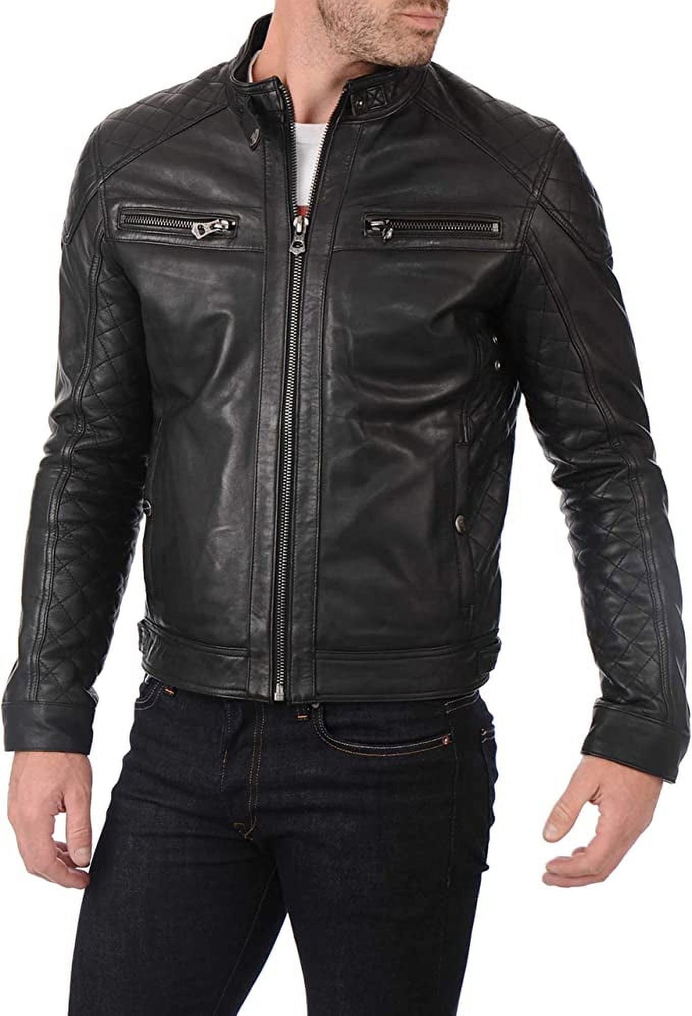 SkinOutfit Men's Leather Jacket Genuine Lambskin Motorcycle Bomber ...