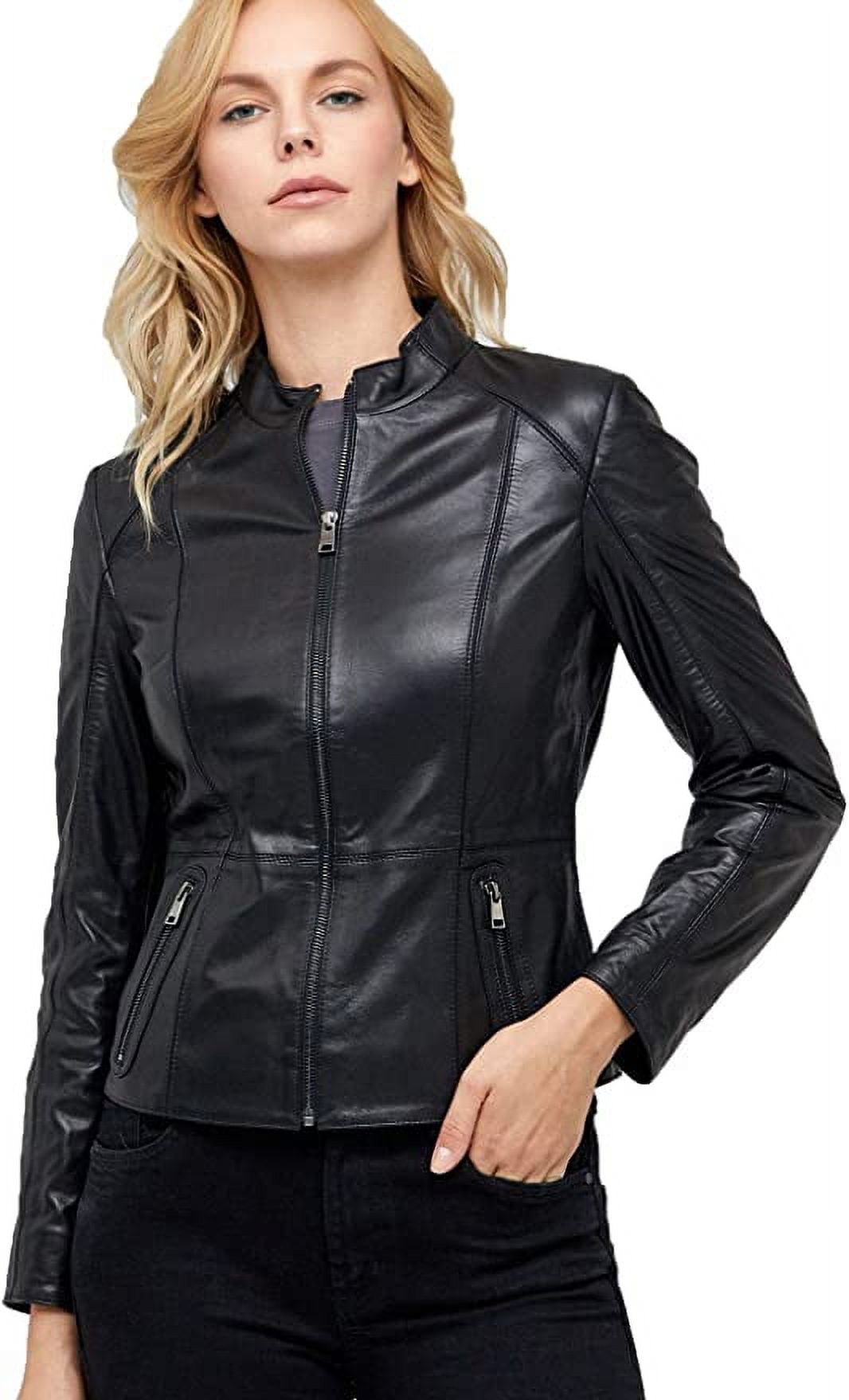SkinOutfit Women's Lambskin Leather Motorcycle Jacket, Stylish Casual ...