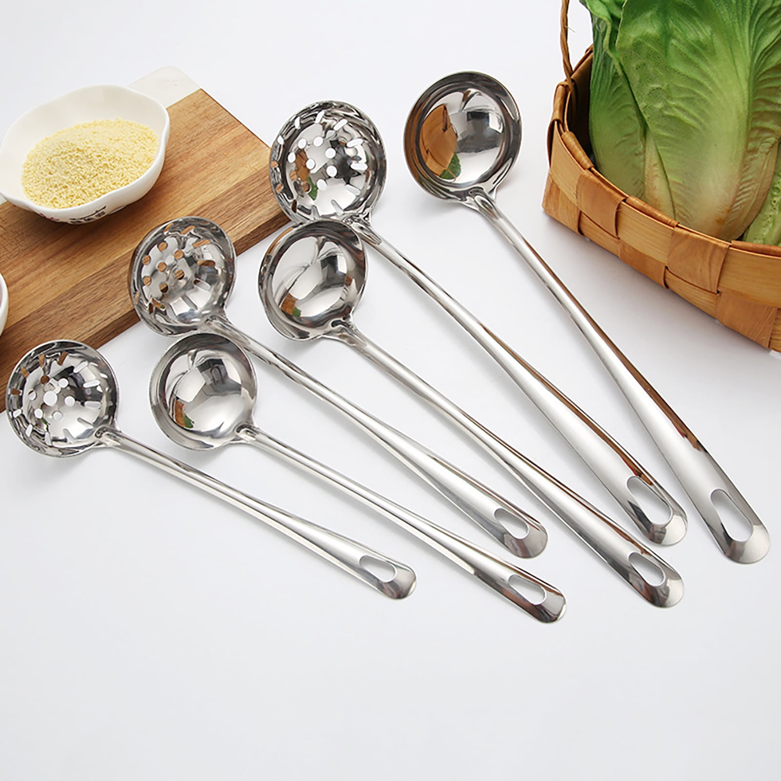 Skinada Colander Soup Spoon for Long Handle, Stainless Steel Strainer ...