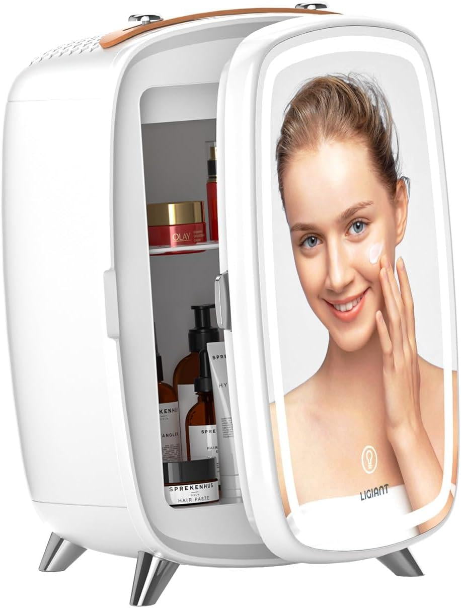 Skincare Fridge, With 3-Level Dimmable LED Light Mirror, Low Noise ...
