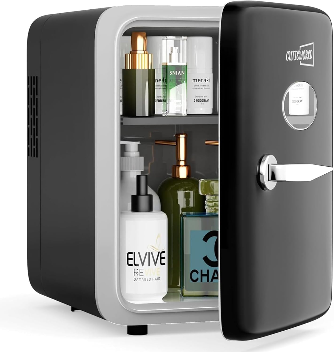 Skincare Fridge With Dimmable LED Light Mirror, 4L Mini Fridge For ...