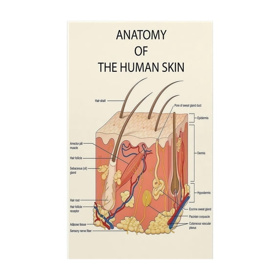 Skincare Knowledge Poster Skin Anatomy and Physiology Educational Chart ...