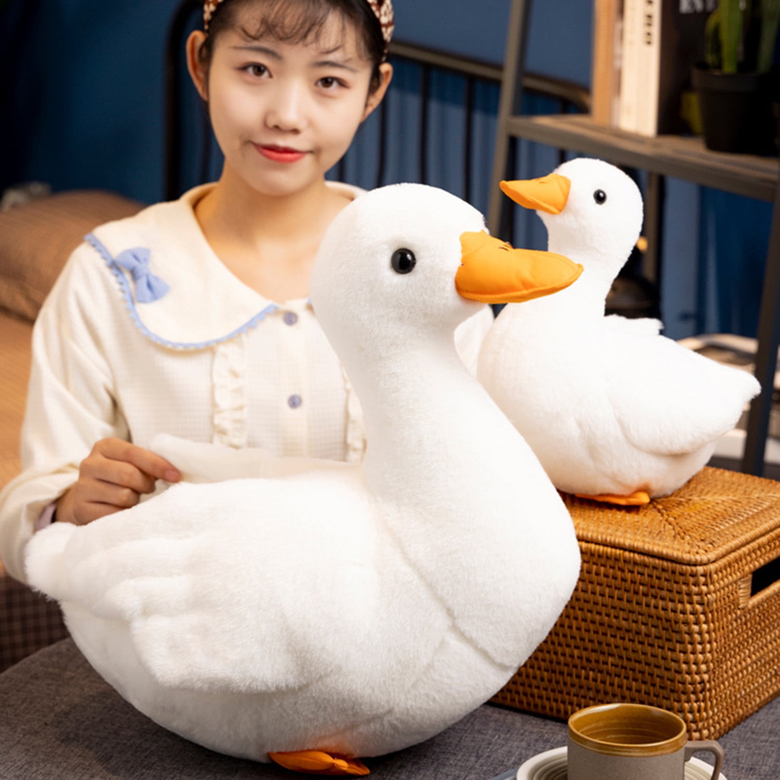 Skindy Call Duck Stuffed Doll PP Cotton Filling Cute Simulation White Duck Plushies Ornament ...