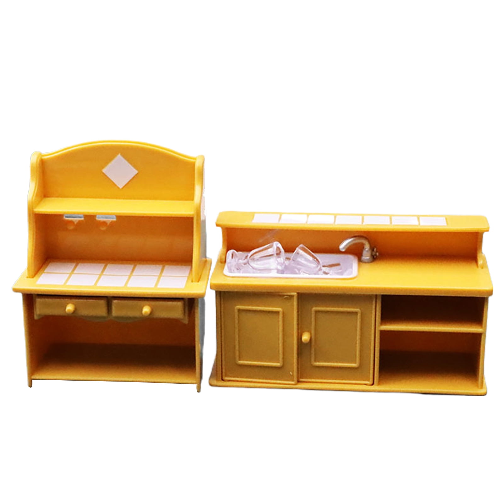 Skindy Dollhouse Kitchen Sink Set - Mini Anti-Deformed Plastic Cabinet ...
