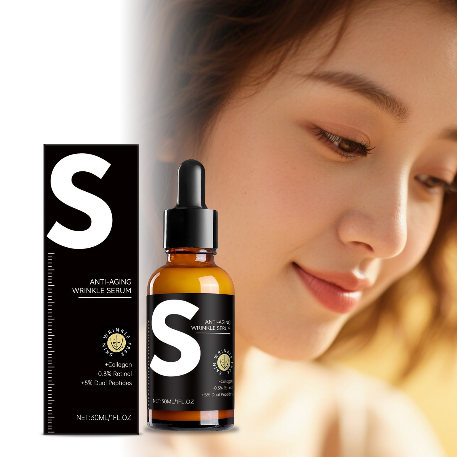 Skinerse Wrinkle Repair Night Sérum - 0.3% Retinoid, Collagen Boost, Peptides, Brightening, Pore ...