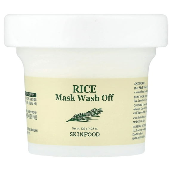 Skinfood Rice Face Mask, Wash-Off, Moisturizes, Brightens, Softens, 3. ...