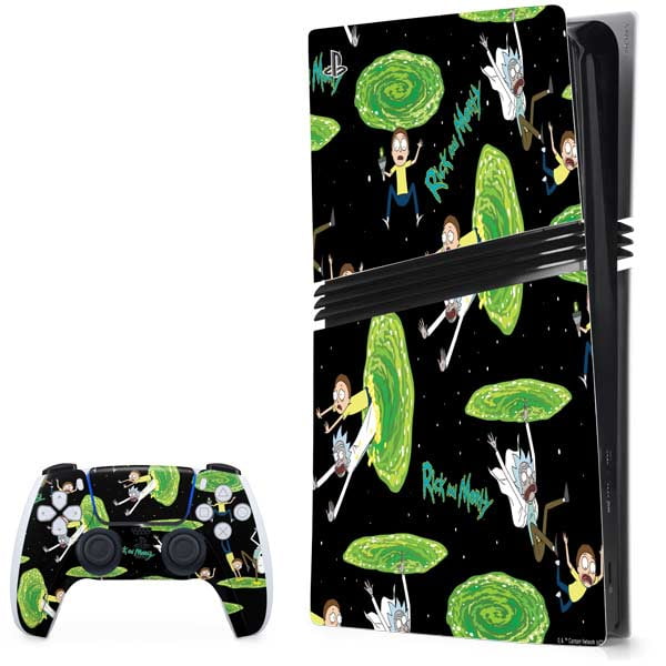 Skinit Adult Swim Rick and Morty Portal Pattern PS5 Pro Bundle Skin ...