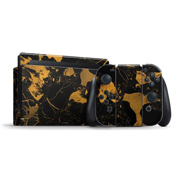 Skinit Black and Gold Scattered Marble Nintendo Switch Bundle Skin ...