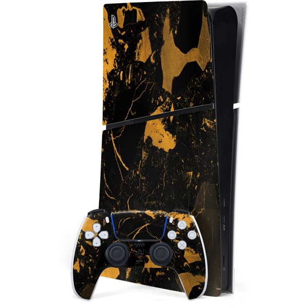 Skinit Black and Gold Scattered Marble PS5 Slim Digital Edition Bundle ...