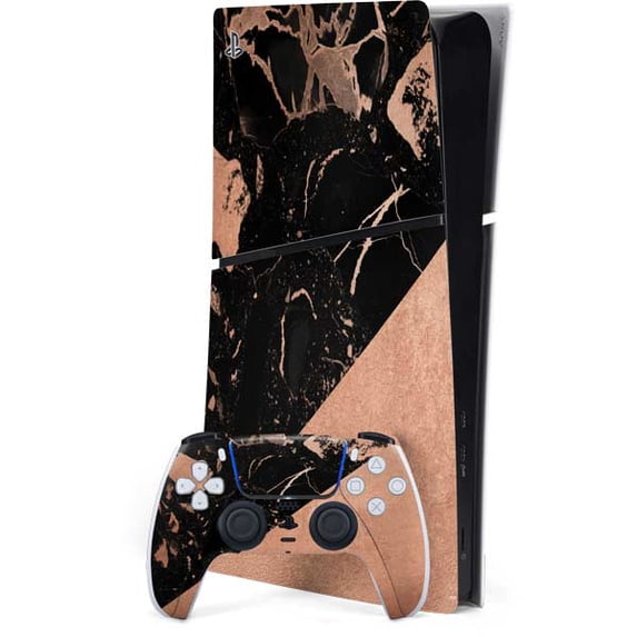 Skinit Black and Rose Gold Marble Split PS5 Slim Digital Edition Bundle ...
