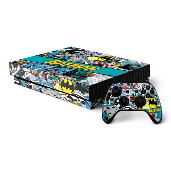 Skinit DC Comics Batman Vintage Pose Collage Art Xbox One X Bundle Skin ...