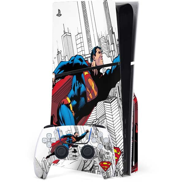 Skinit DC Comics Superman Super Speed Flying Over City PS5 Slim Disk ...