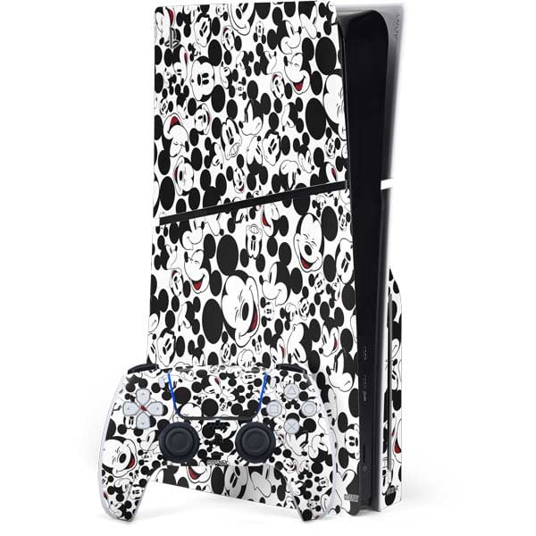 Skinit Disney Mickey Mouse Face Pattern PS5 Slim Disk Bundle Skin ...