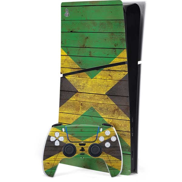 Skinit Jamaican Flag Dark Wood PS5 Slim Digital Edition Bundle Skin ...