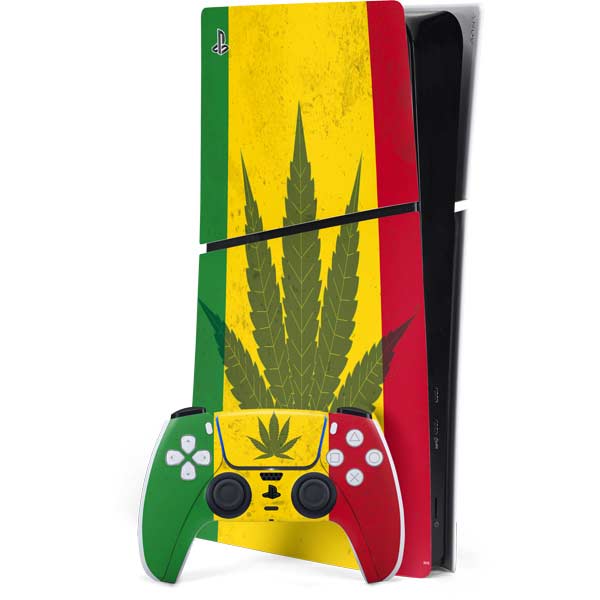Skinit Marijuana Rasta Flag PS5 Slim Digital Edition Bundle Skin ...