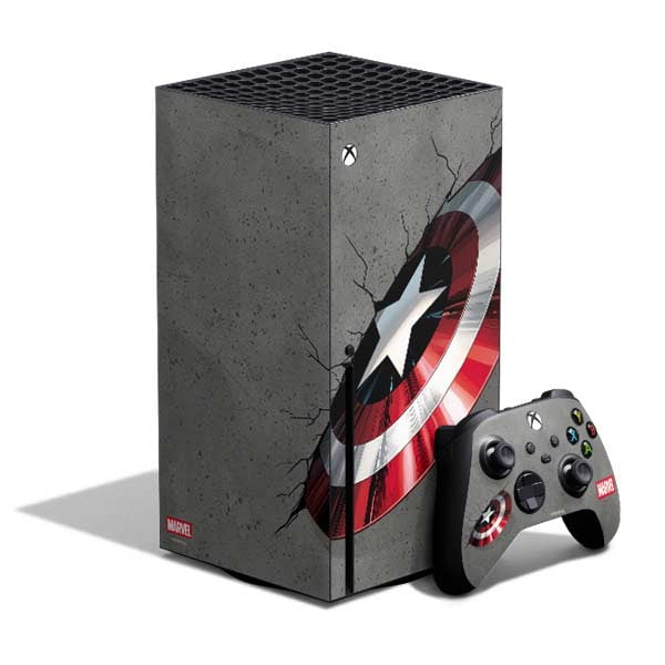Skinit Marvel Captain America Shield Break Xbox Series X Bundle Skin ...