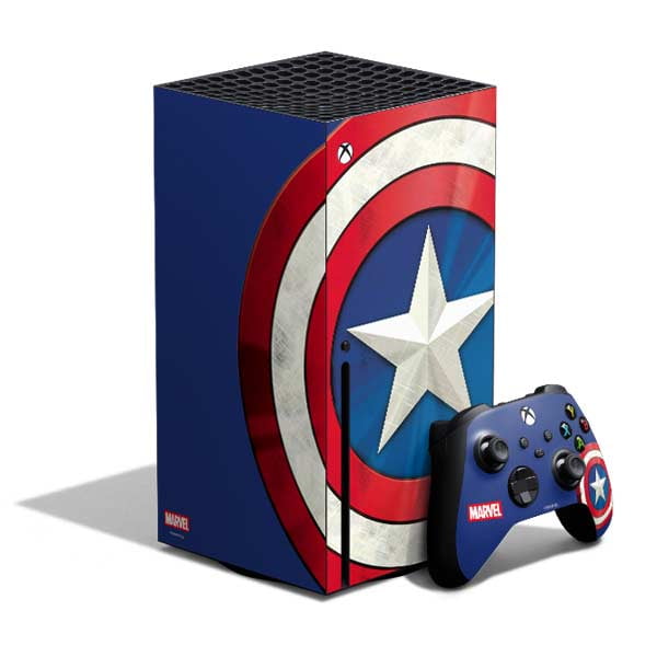 Skinit Marvel Captain America Shield Xbox Series X Bundle Skin ...