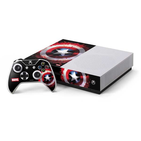 Skinit Marvel Captain America Star Shield Xbox One S Console and Controller Bundle Skin ...