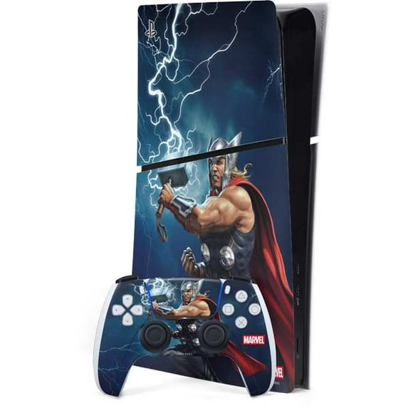 Skinit Marvel Thor Thor and Mjolnir PS5 Slim Digital Edition Bundle ...