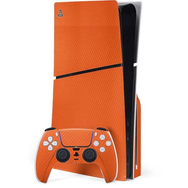 Skinit Orange Carbon Fiber Specialty Texture Material PS5 Slim Disk ...