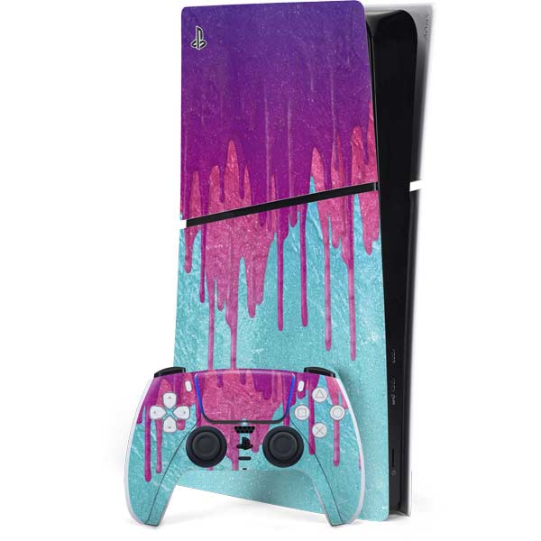 Skinit Paint Splatter Purple PS5 Slim Digital Edition Bundle Skin ...