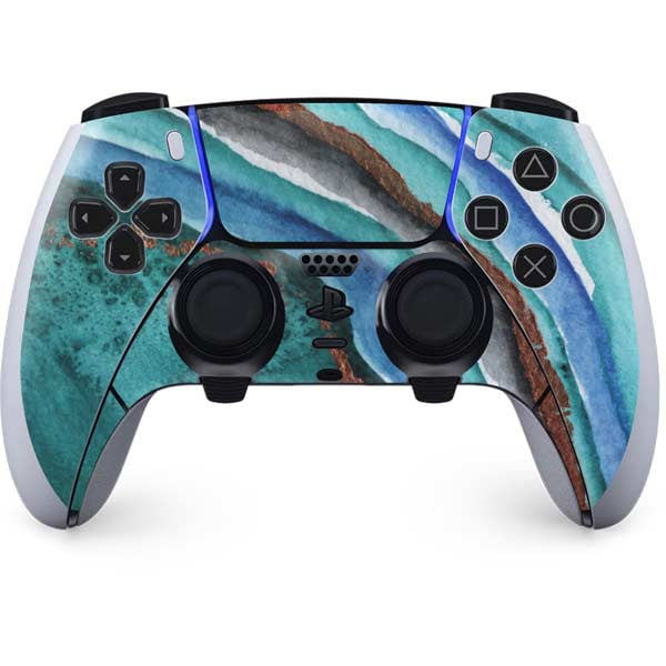 Skinit Turquoise Watercolor Geode PS5 DualSense Edge Pro Controller ...