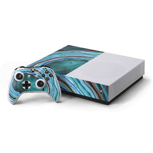 Skinit Turquoise Watercolor Geode Xbox One S All-Digital Edition Bundle ...