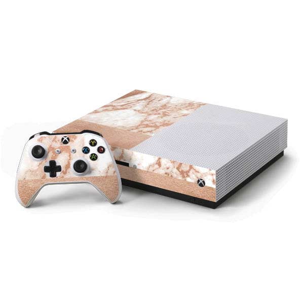 Skinit White Rose Gold Marble Xbox One S Console and Controller Bundle ...