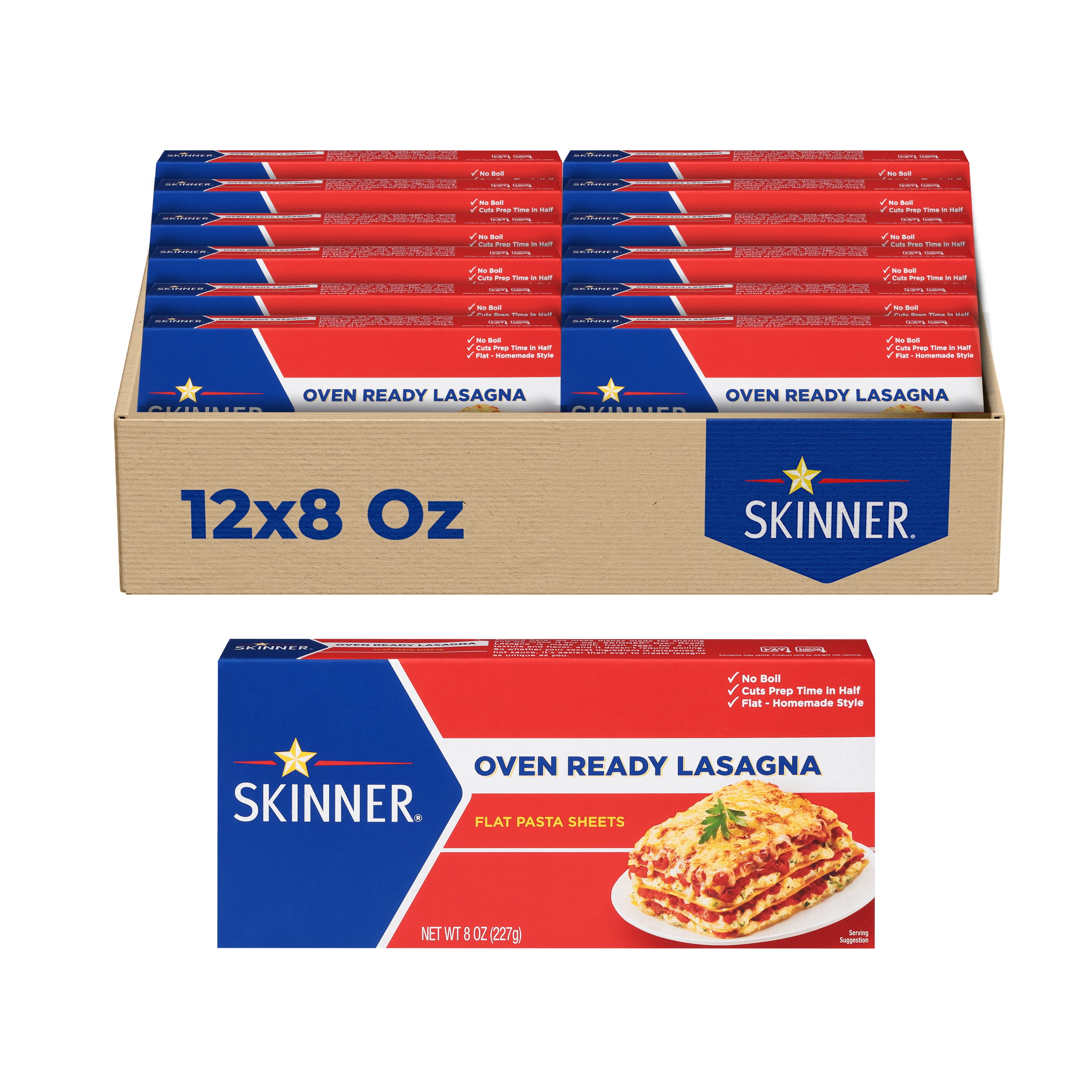 Skinner Oven-Ready Lasagna Pasta, 12-Pack (8 oz Each) – No-Boil, Easy ...