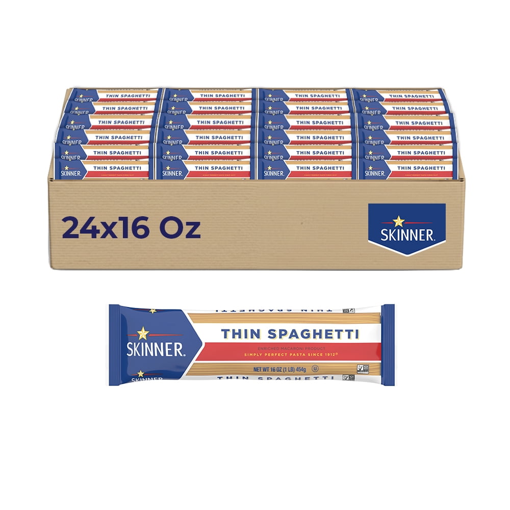 Skinner Spaghetti Thin, 24 Pack (16 oz Each) – Bulk Pasta Value for ...