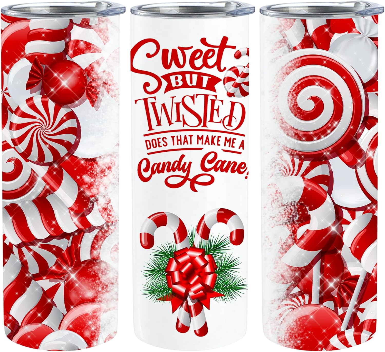 Skinny 20 OZ Straight Stainless Steel Tumbler (Candy Cane) - Walmart.com