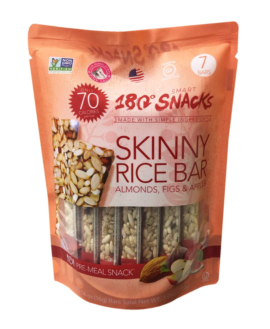 Skinny Almond Rice Bar with Himalayan Salt 2 Pack (Fig ples) - Walmart.com