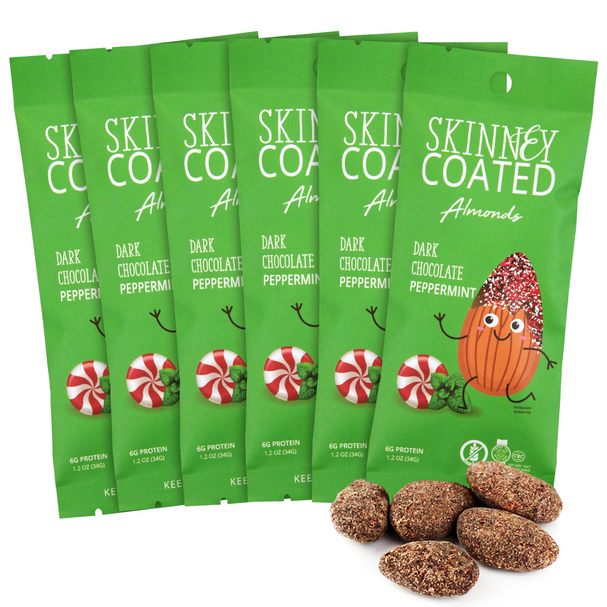 Skinny Coated Almonds Dark MZF22 Chocolate Peppermint Flavored Healthy ...