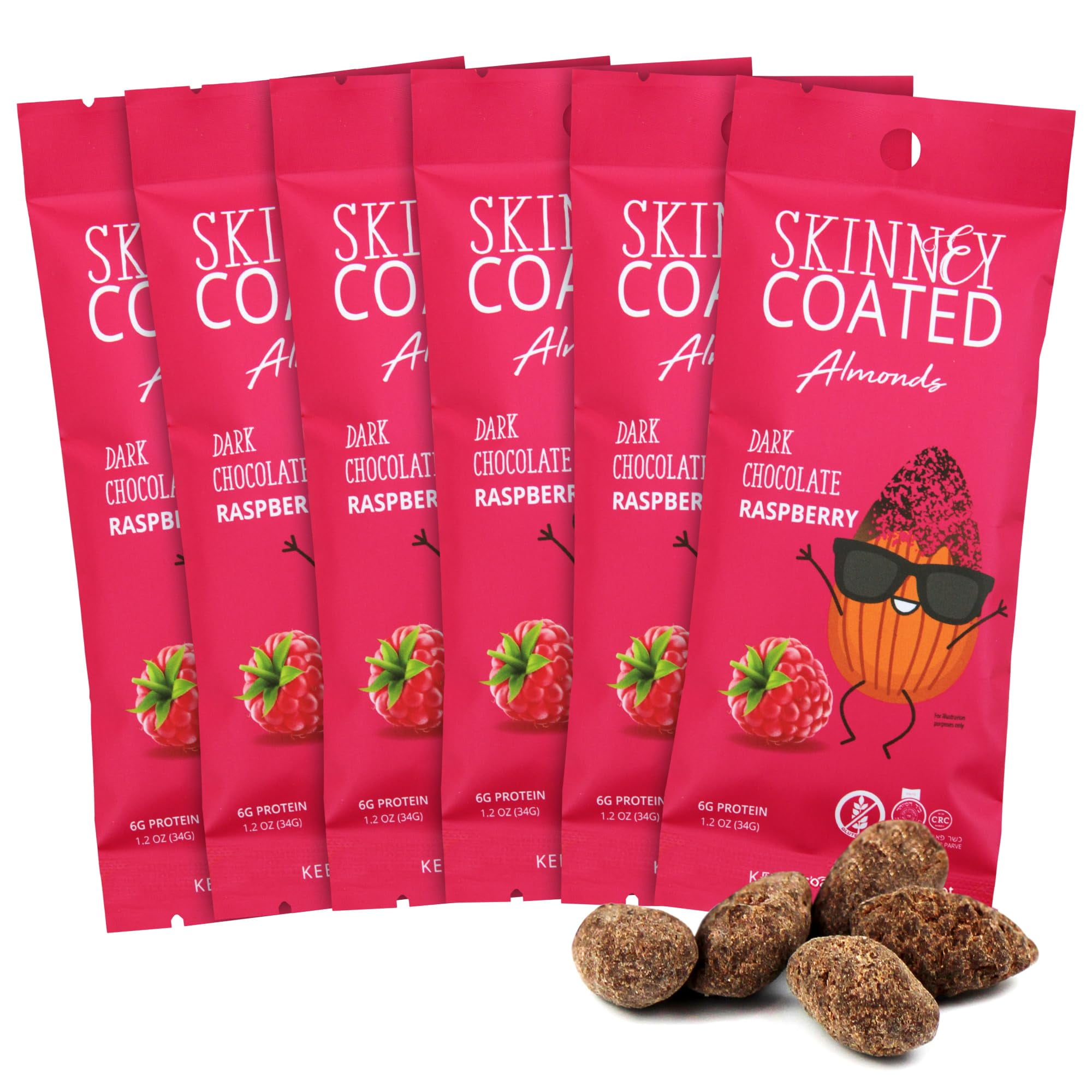 Skinny Coated Almonds Dark XEF1 Chocolate Raspberry Snacks, Raspberry ...