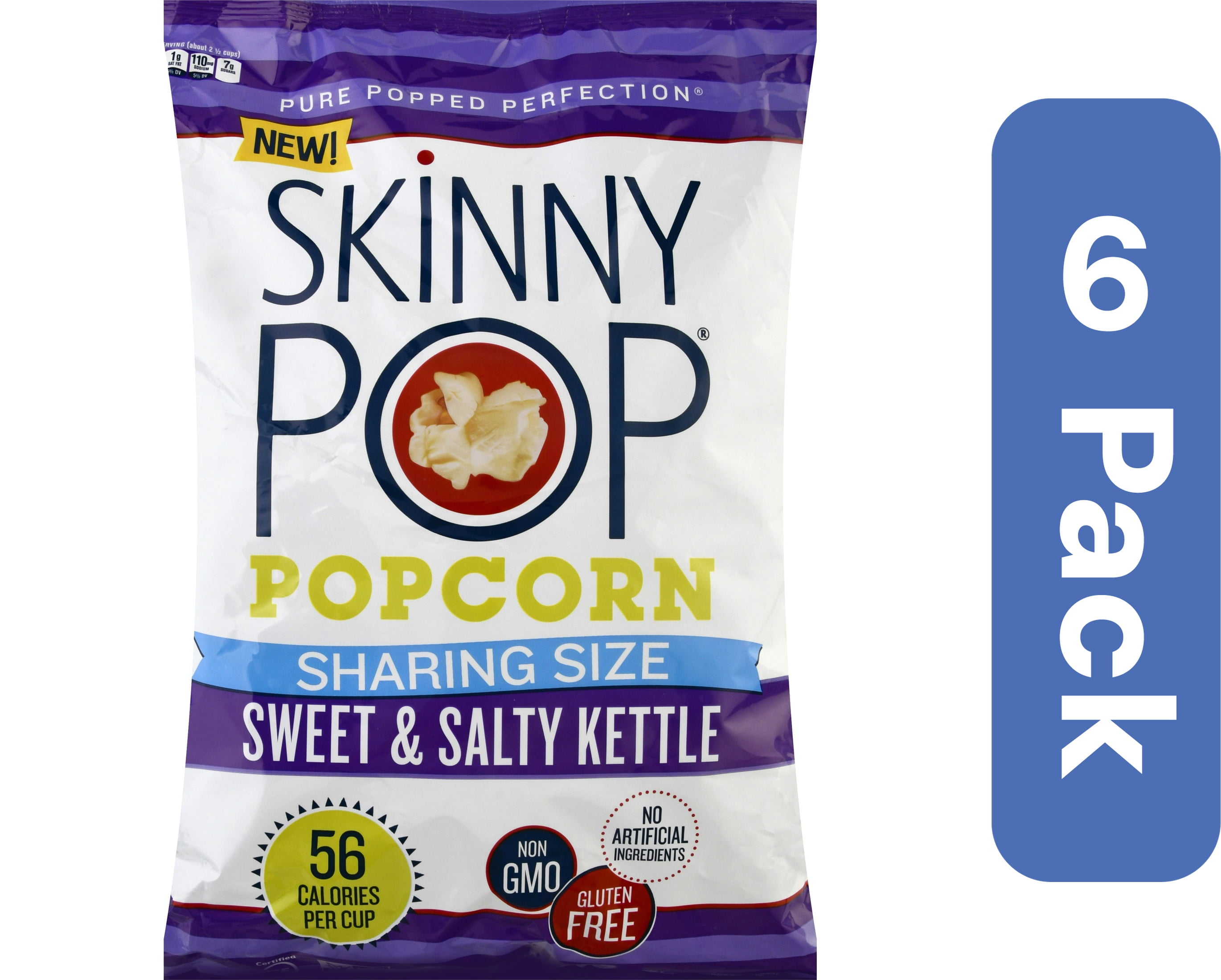 Skinny Pop Kettle Corn Popcorn Sharing Size 8.1 oz (Pack Of 6 ...