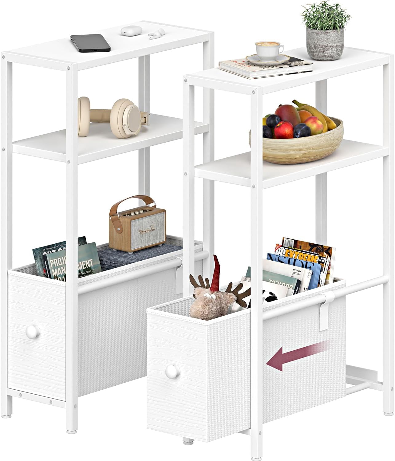Skinny Side Table with Storage - Narrow End Table for Small Space ...
