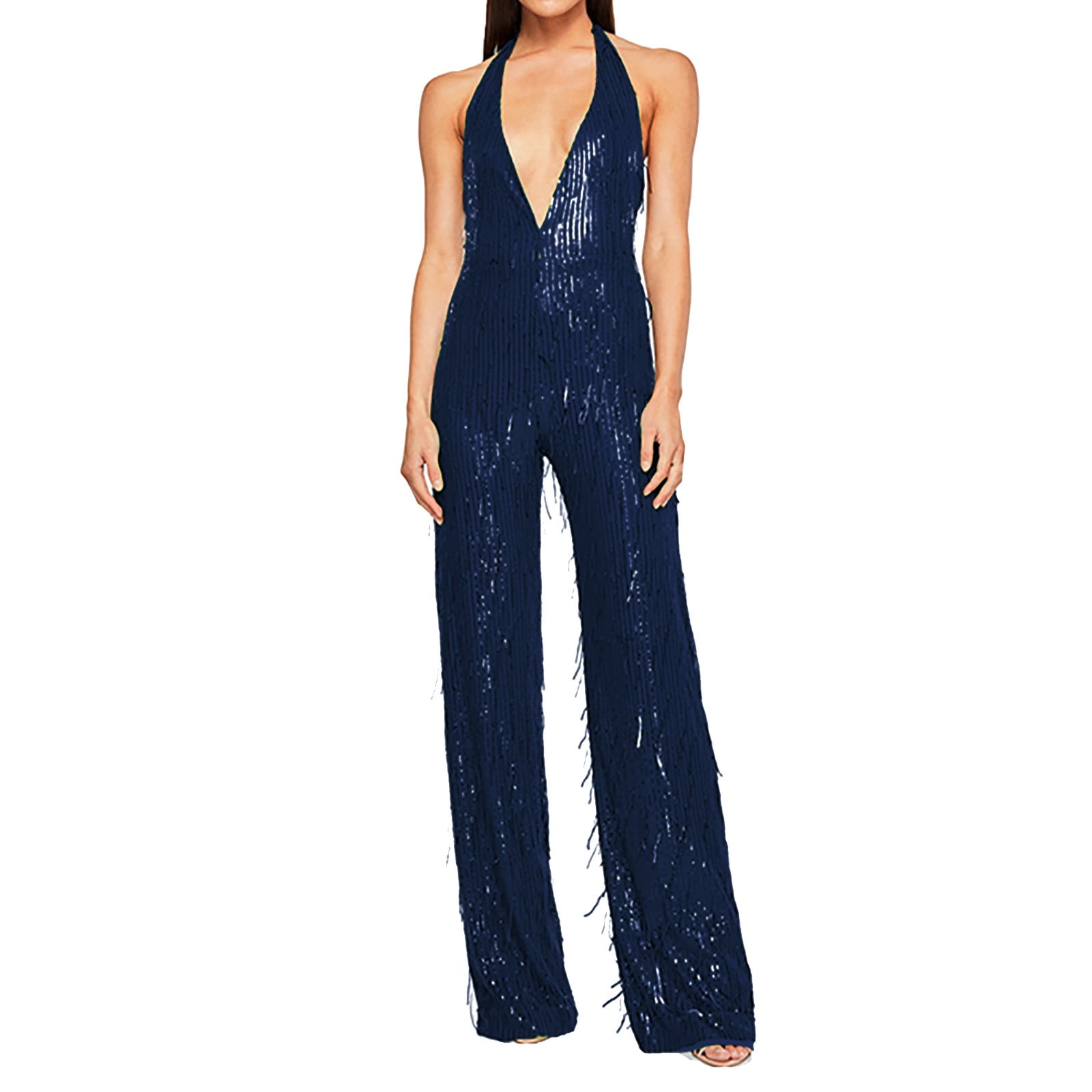 Skinny Slim Fit Sequin Deep V-Neck Sleeveless Bodysuit,Women's V Open ...