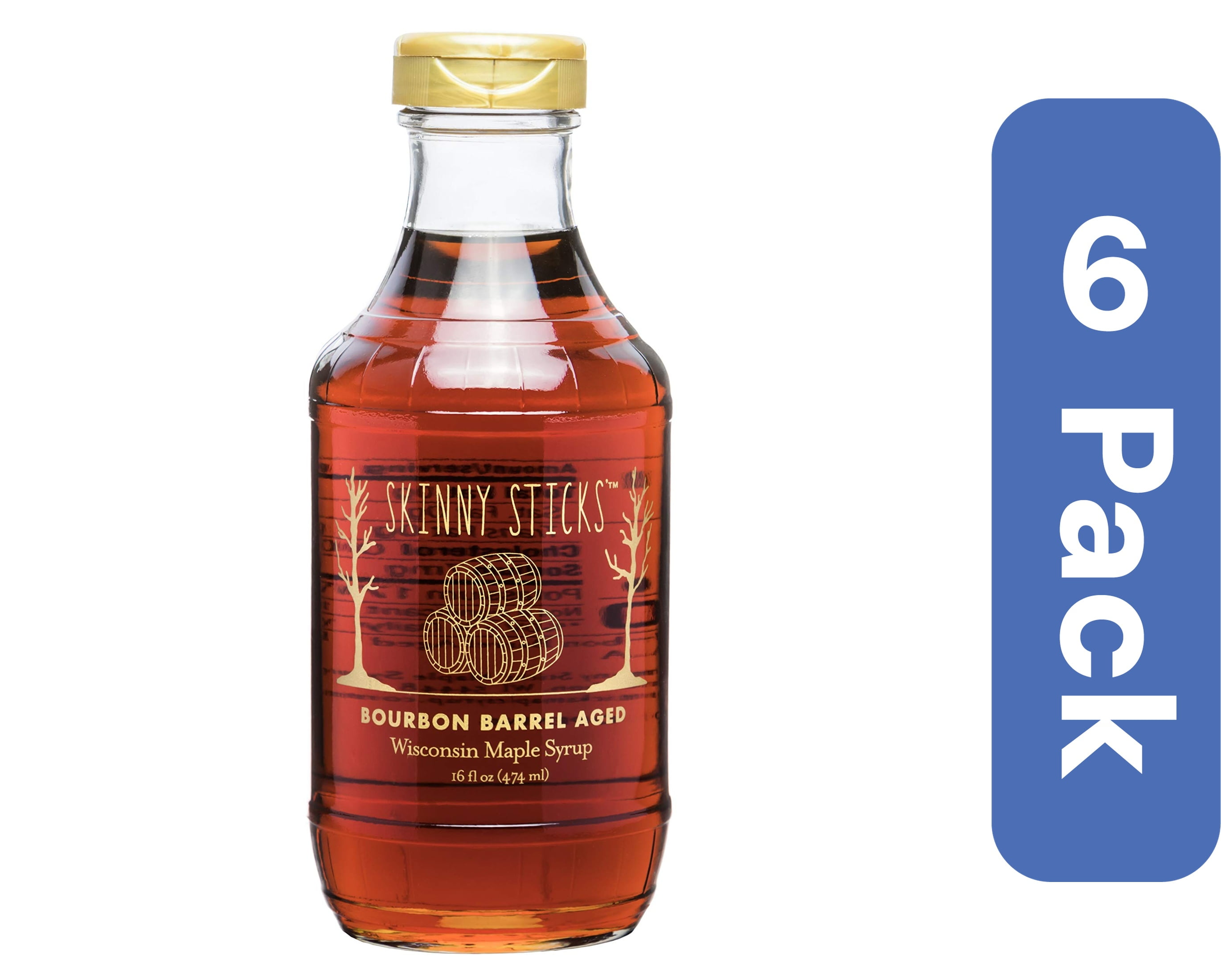 Skinny Sticks Maple Bourbon Aged Syrup 16 fl oz (Pack of 6) - Walmart.com