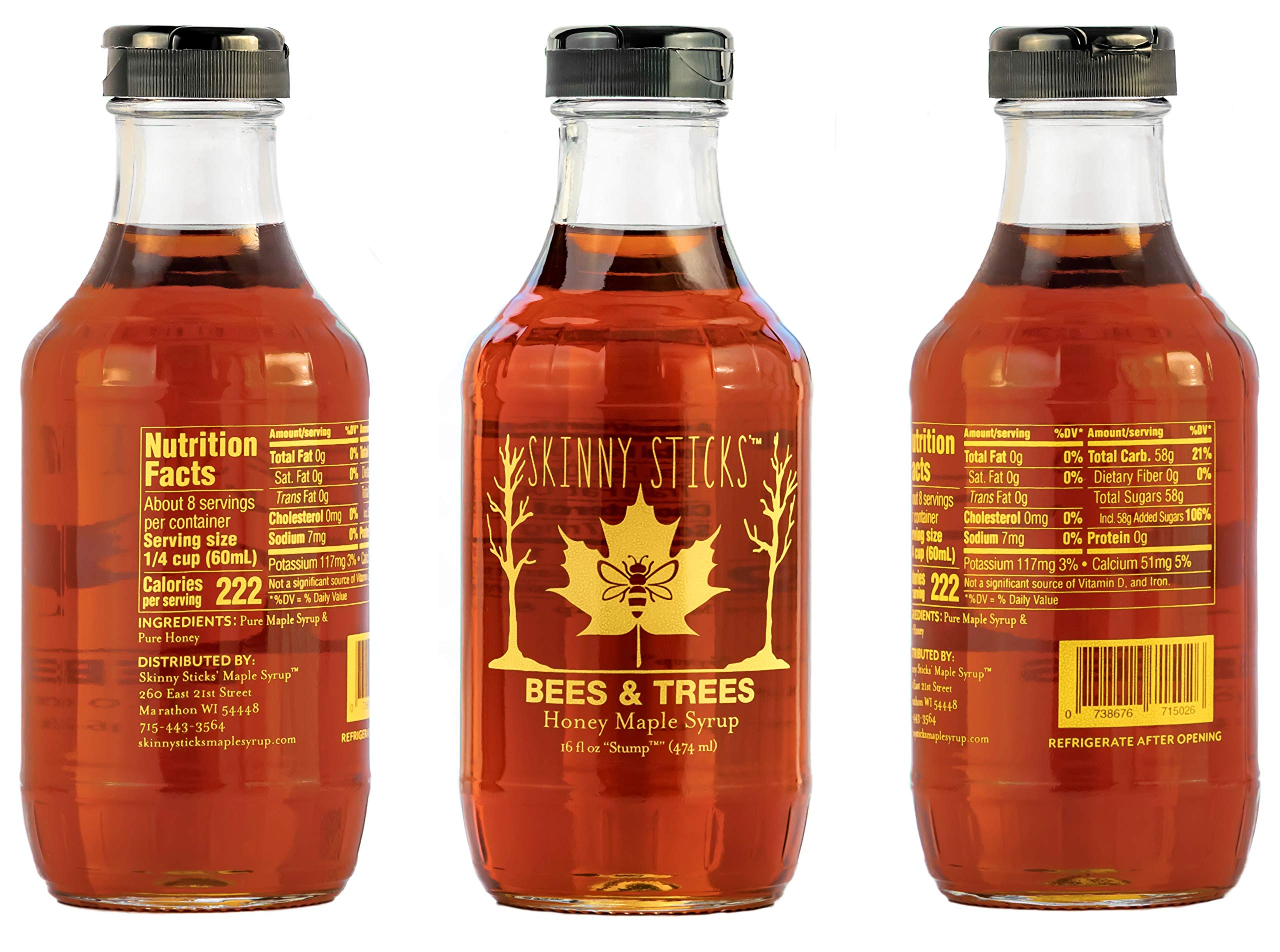 Skinny Sticks Maple Honey Blend Syrup 16 Fluid Ounces (Pack of 6 ...