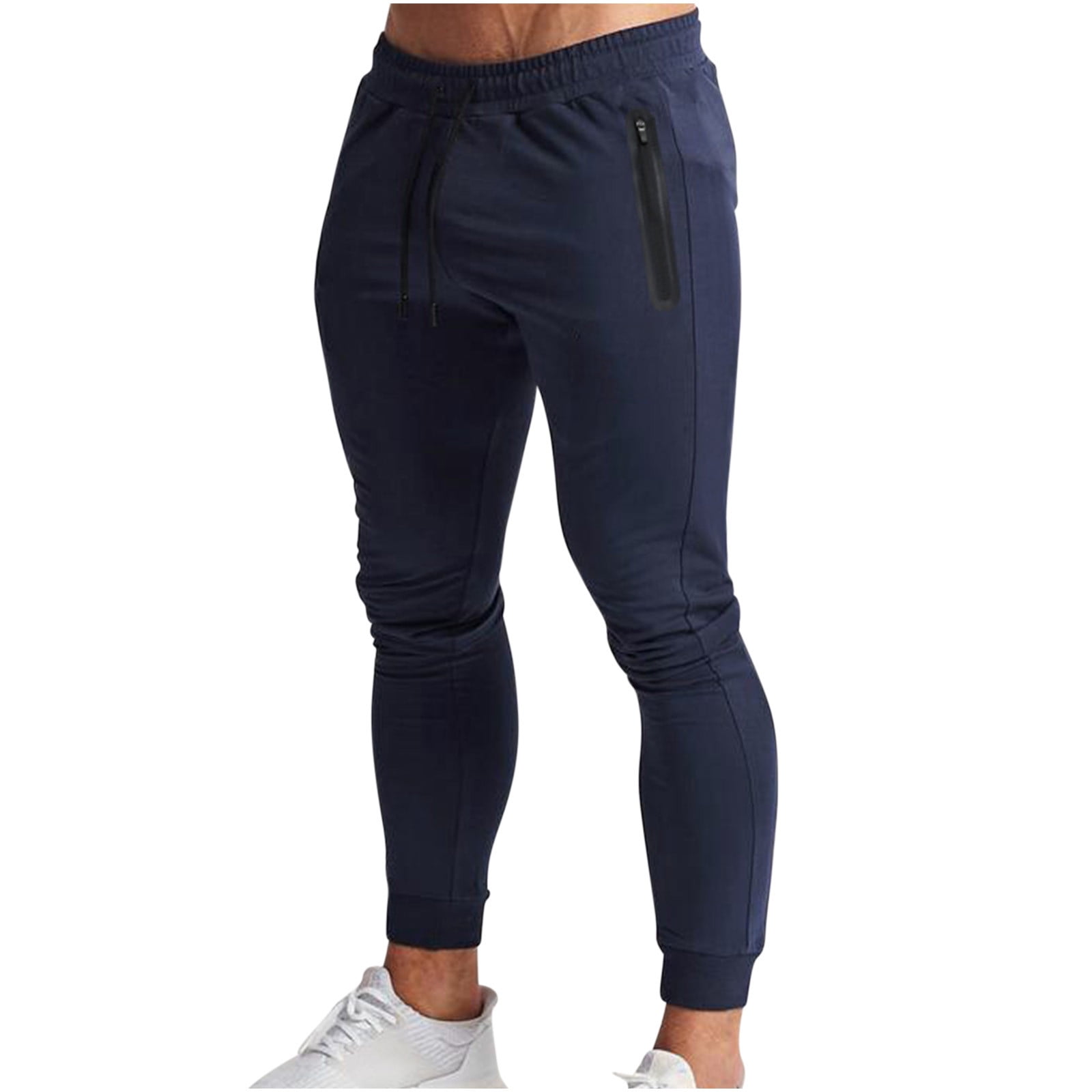 Skinny Tight Jogger Pants for Men Fashion Zipper Sweatpants Athletic ...