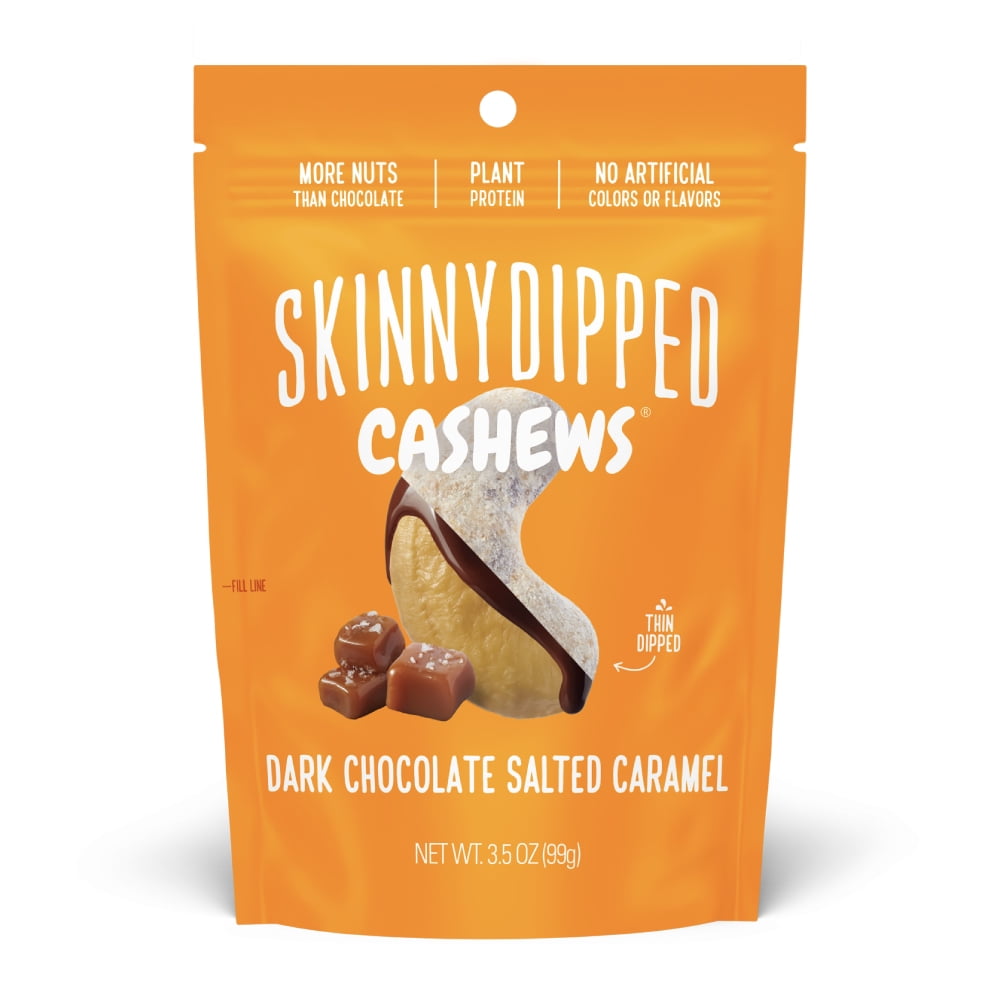 SkinnyDipped Cashews, Dark Chocolate Salted Caramel, 3.5 oz (99g) Pack ...